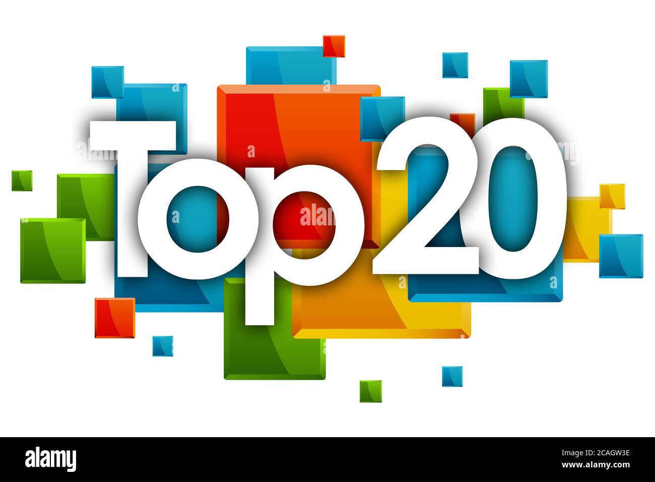 top 20 word in rectangles background Stock Photo - Alamy