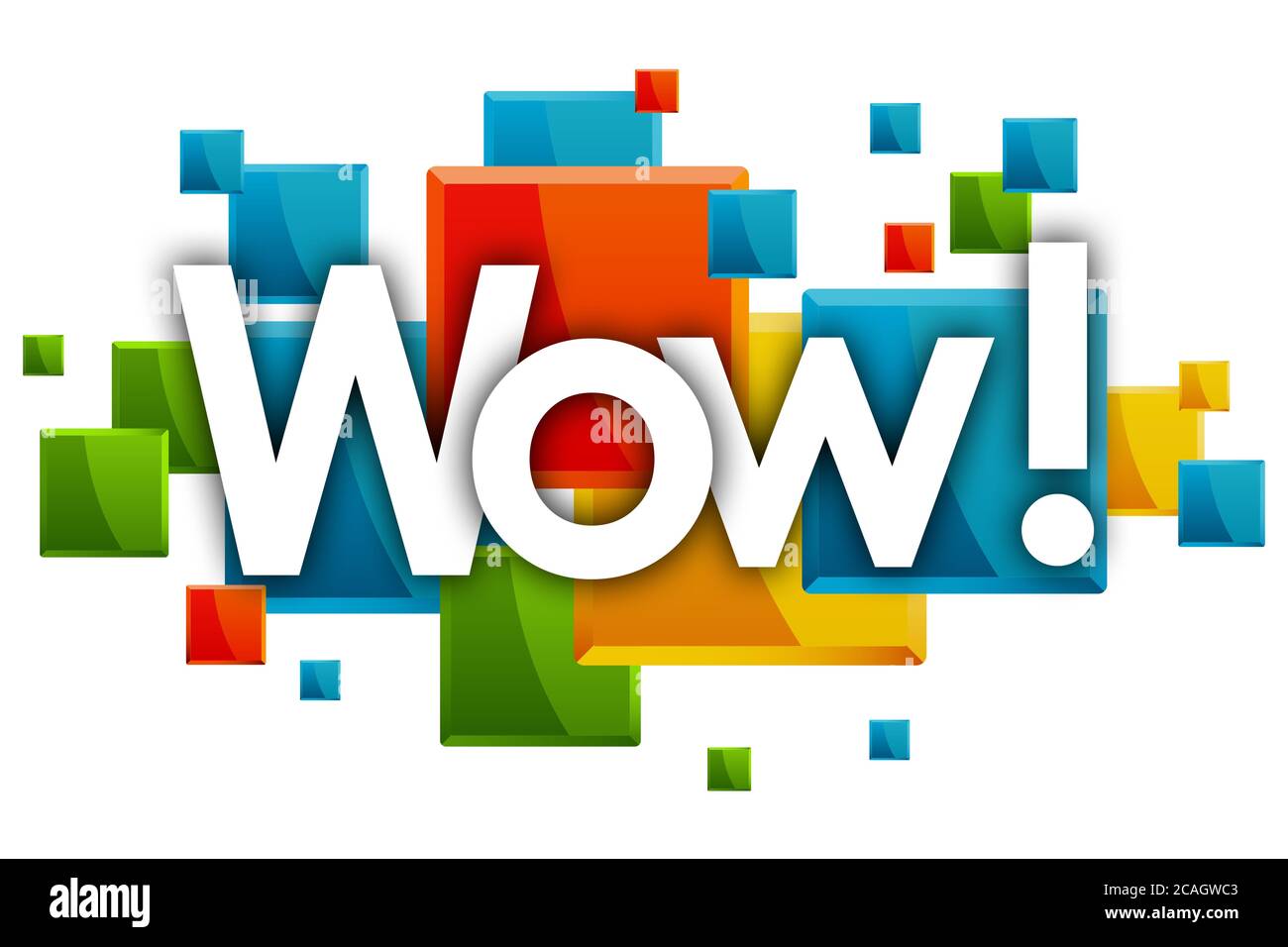 wow word in rectangles background Stock Photo - Alamy