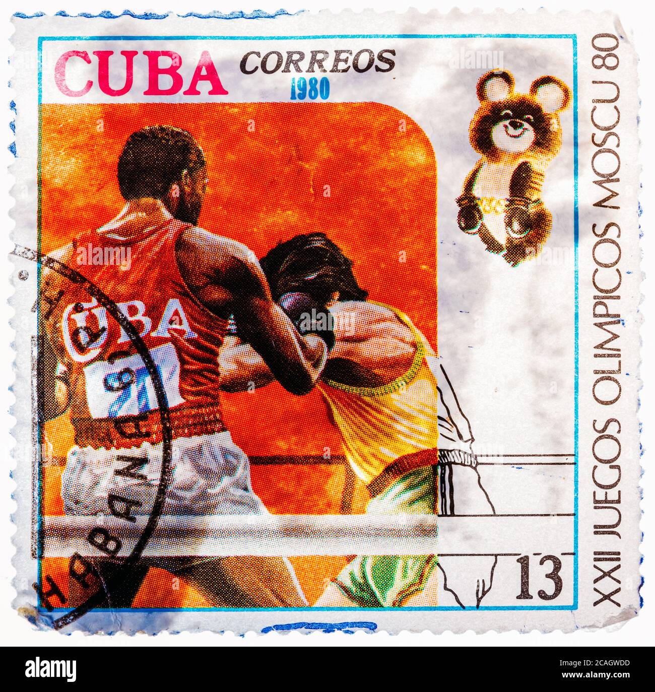 Stamp printed in CUBA, devoted Olympic Games in Moscow (1980) and shows ...