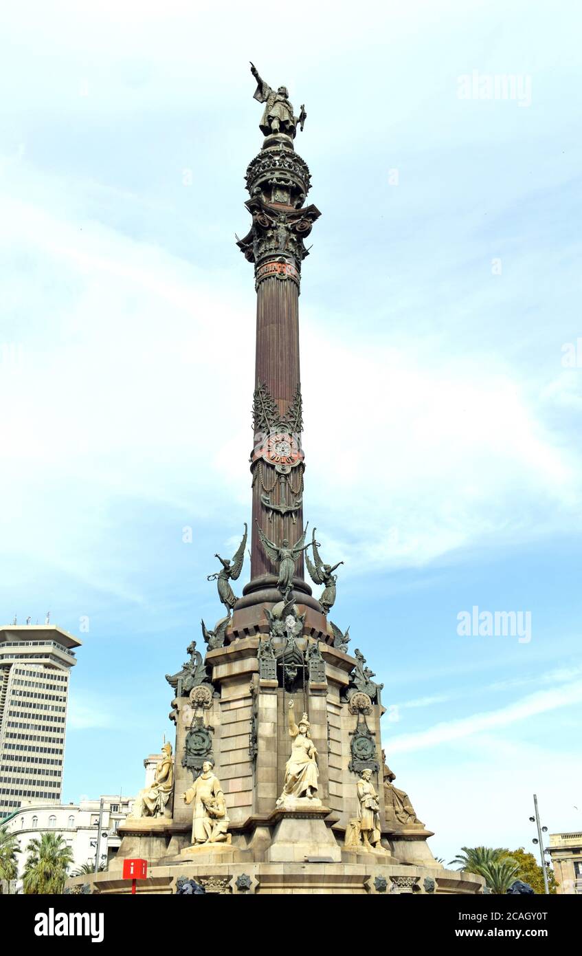 Colon statue in Barcelona Spain Europe Stock Photo - Alamy