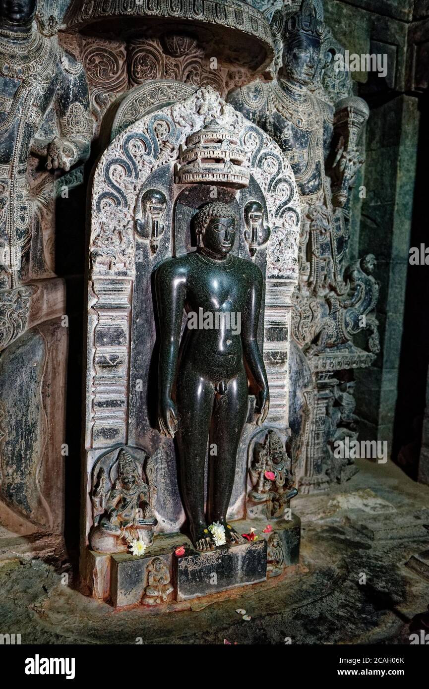 Statue of a Neminatha at Brahma Jinalaya temple at Lakkundi Stock Photo ...