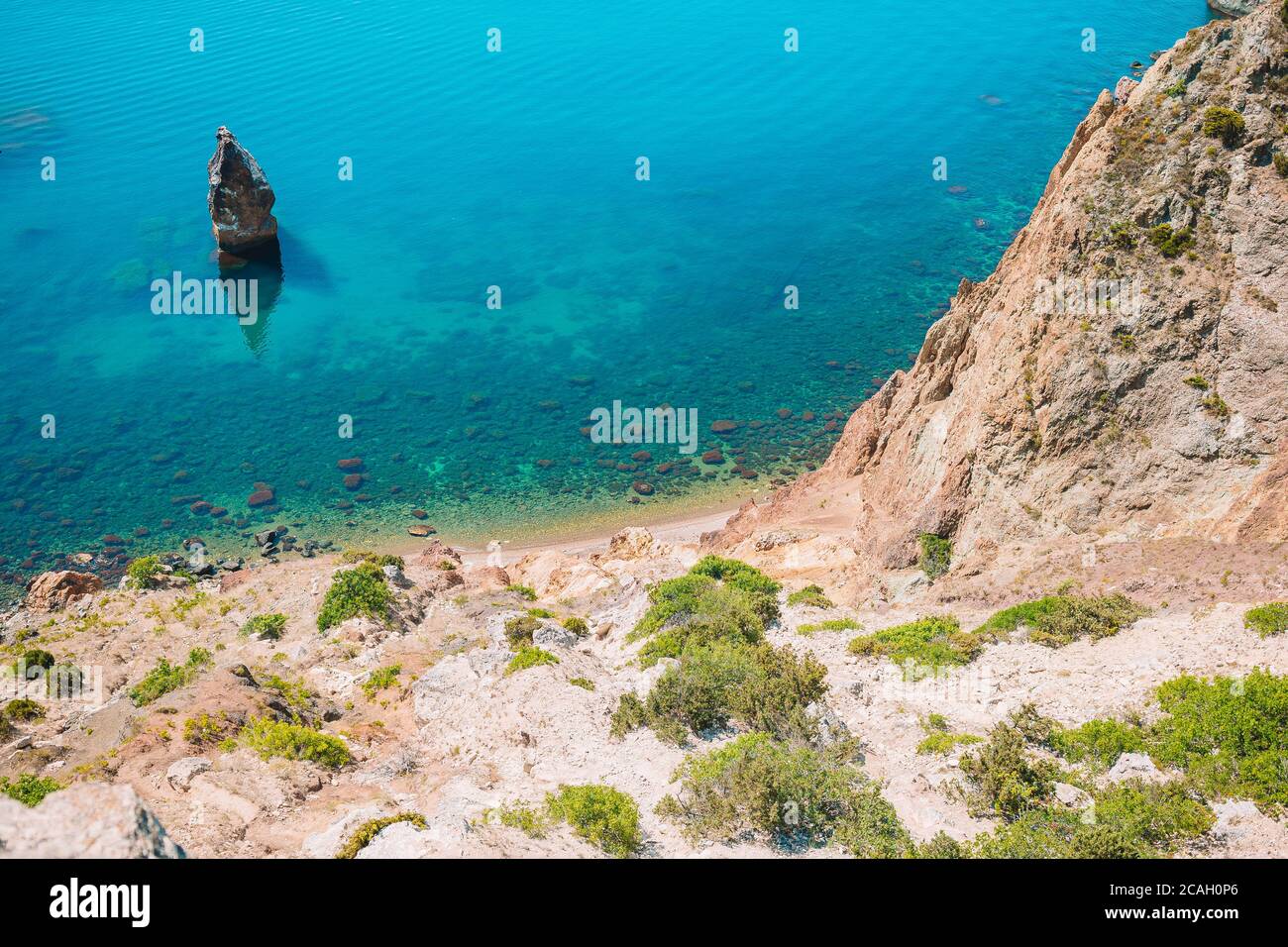 Beautiful seascape. Amazing composition of nature with mountains and ...