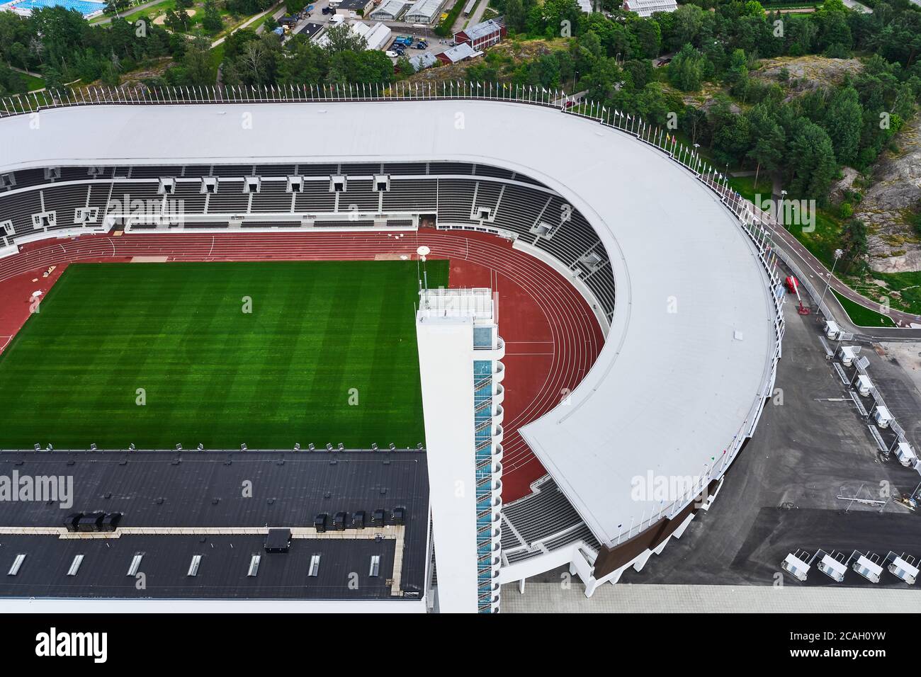 Helsinki, Finland - August 1, 2020: Arial view of the Helsinki Olympic ...