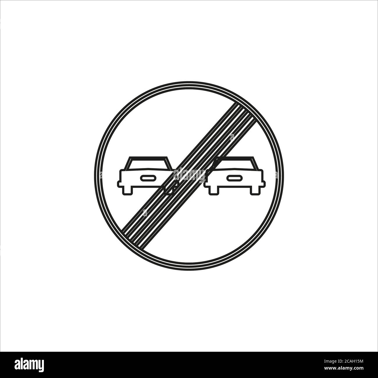 Traffic sign "End of the overtaking ban zone" isolated on a white ...