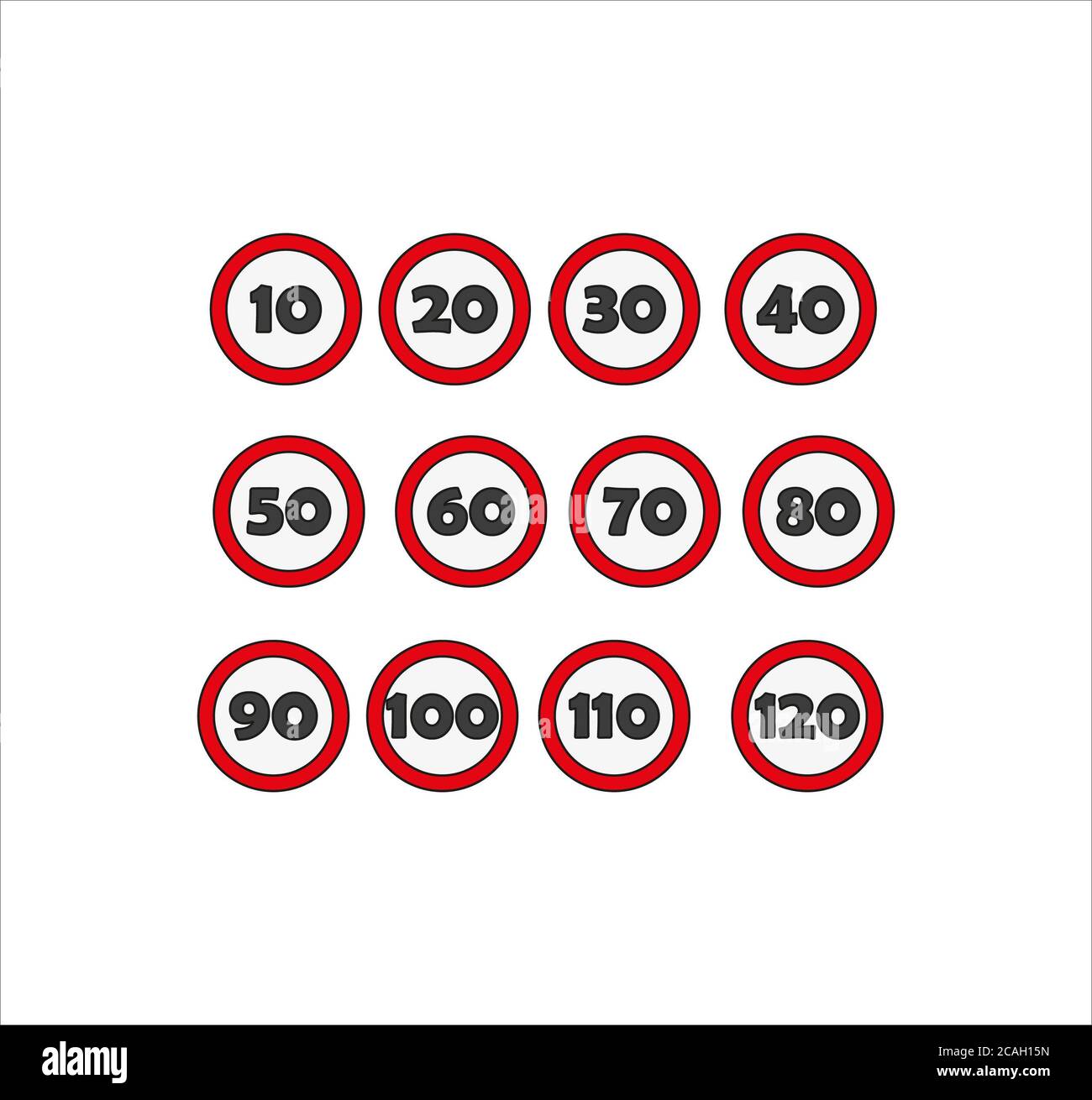 Illustration of Maximum Speed limit signs isolated on a white ...