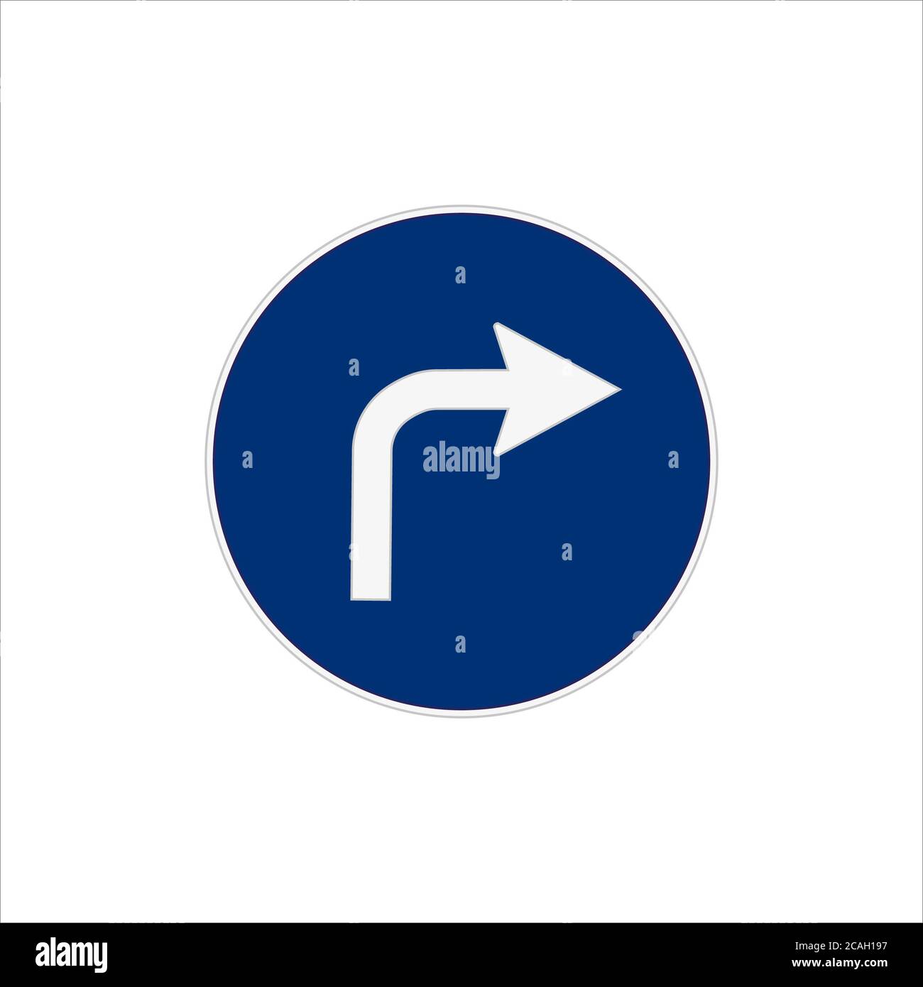 Illustration of a turn right mandatory road sign icon isolated on a white background Stock Photo ...
