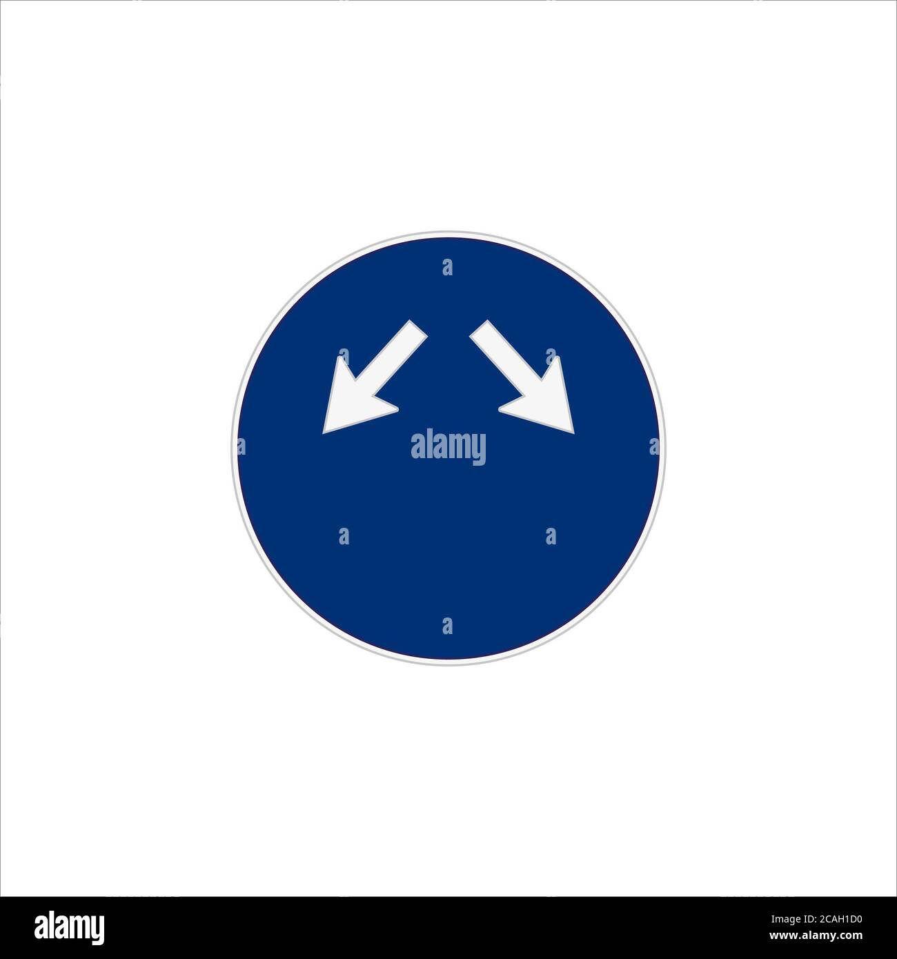 Illustration of a round blue double arrow road sign isolated on a white ...