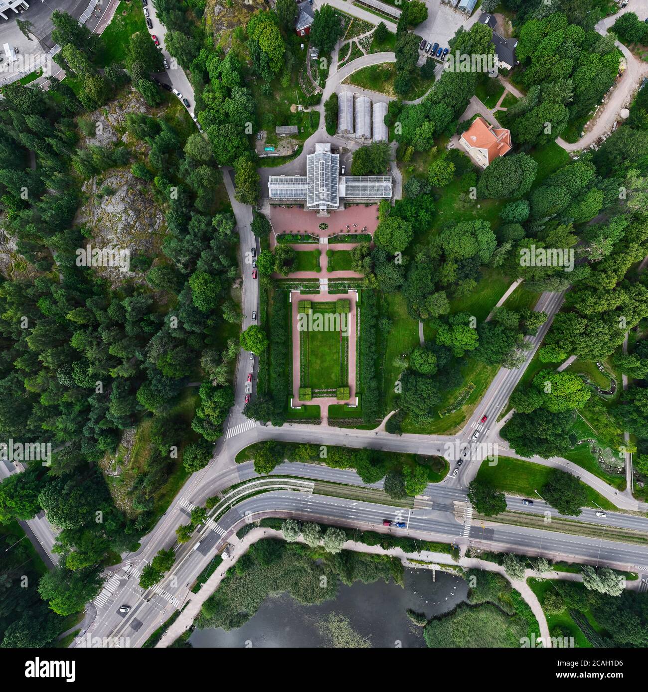 Aerial view of the botanical garden in Helsinki, Finland Stock Photo ...
