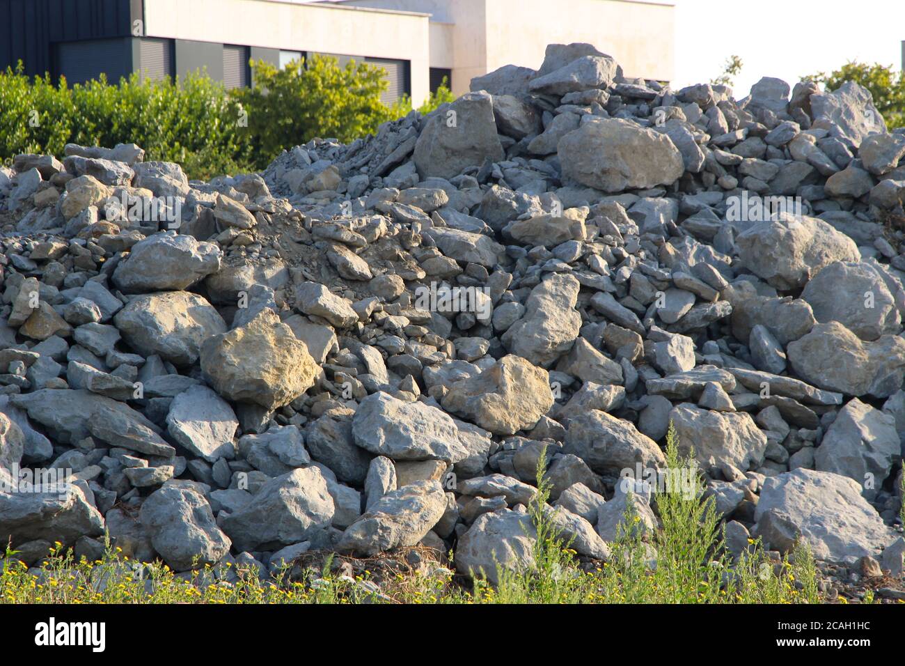 Pile of building rubble from the excavation of foundations for new ...