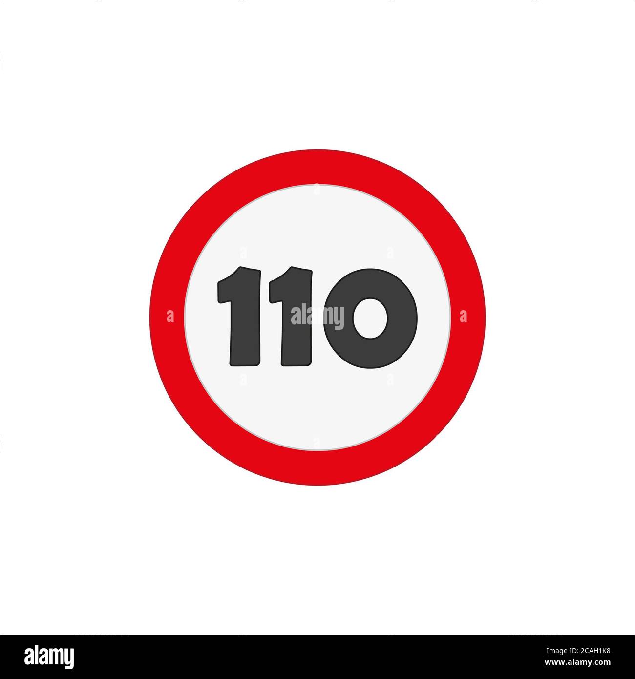 Illustration of Maximum Speed limit sign 110 km/h isolated on a white ...