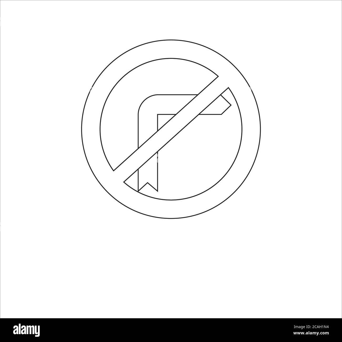 Illustration of Turning right prohibited road sign icon isolated on a ...