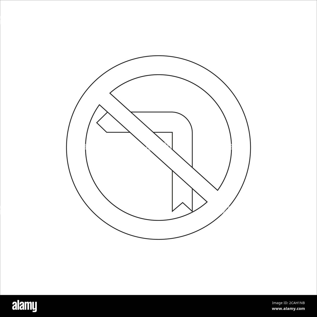 Illustration of a turn prohibition traffic signs icon isolated on a ...