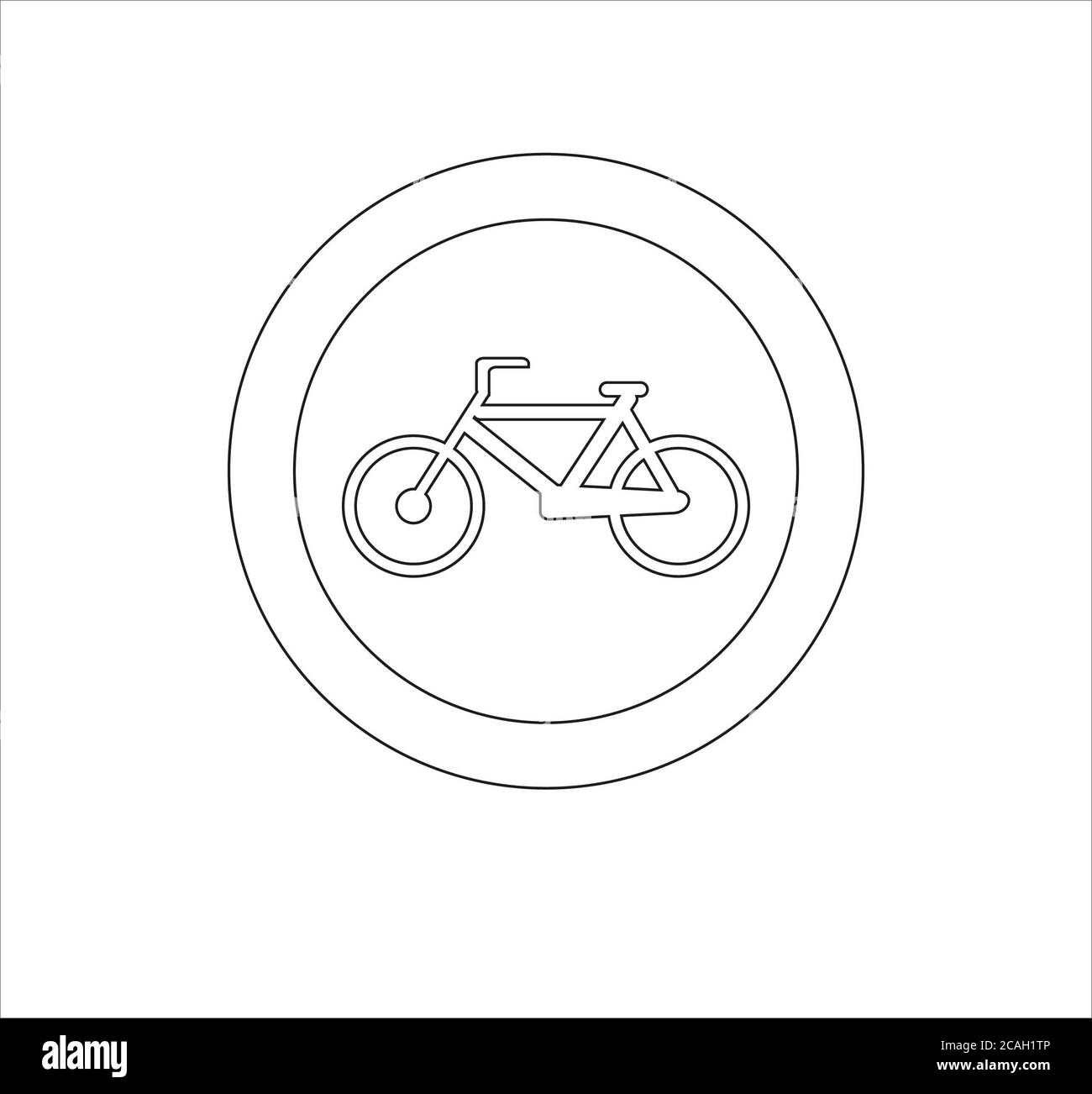 Illustration of a round bicycle road sign isolated on a white ...
