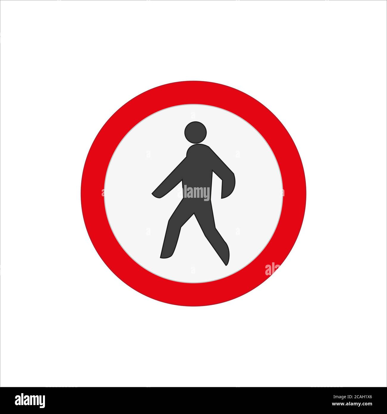 Illustration of a round red road crossing sign isolated on a white ...