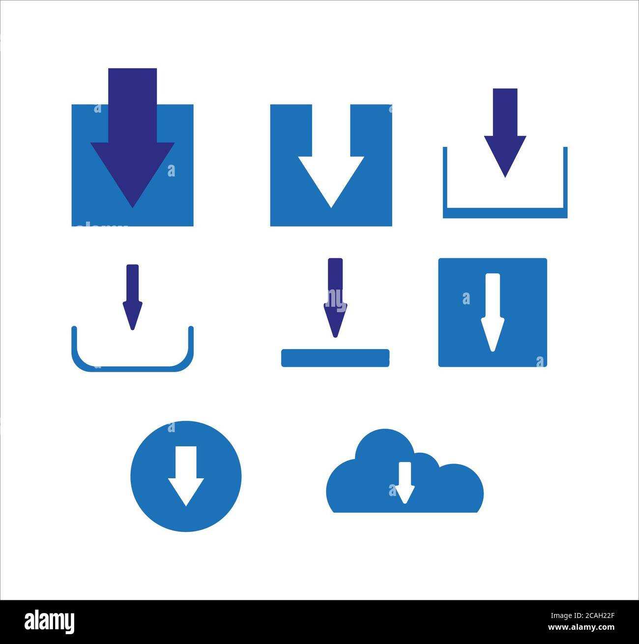 Illustration of blue download icons for web or mobile design isolated ...