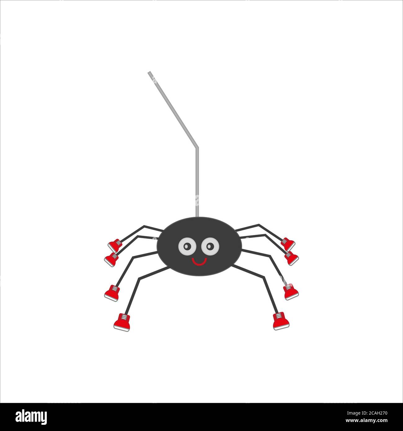 Illustration of a cute smiling spider with sneakers isolated on a white ...
