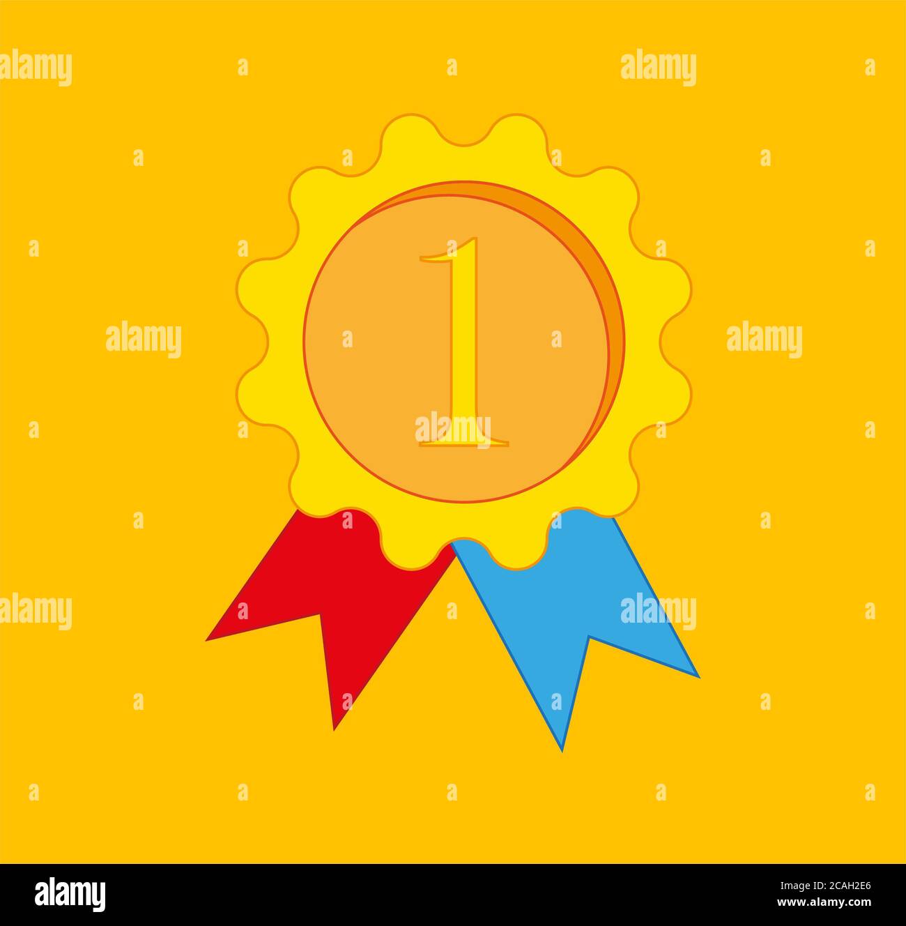 Illustration of a third-place medal icon isolated on a yellow ...