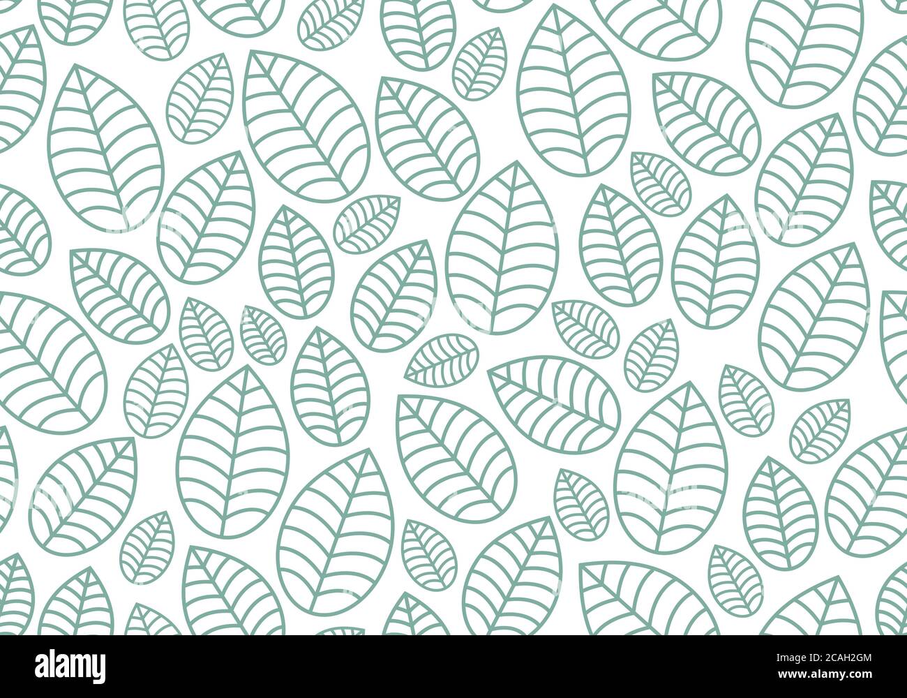 Seamless linear leaves pattern. Horizontal plant green leaf ornament ...