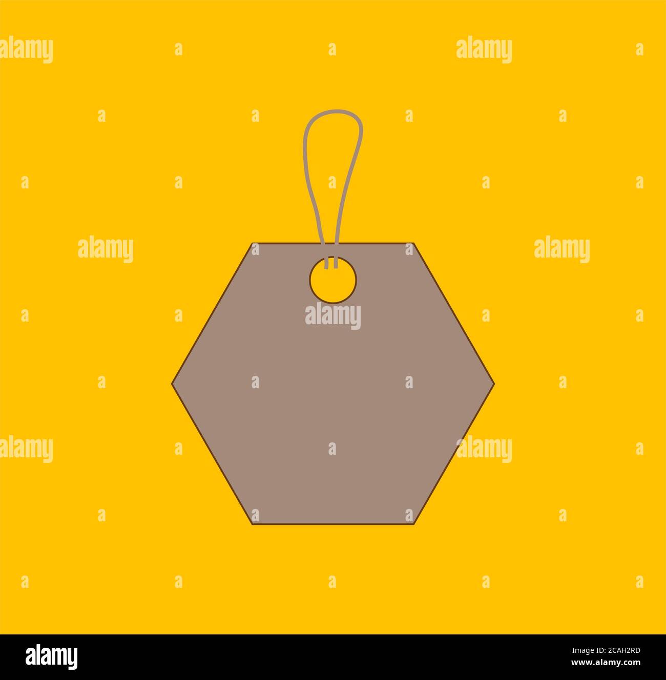 Illustration of a hexagon-shaped clothing tag on an orange background ...