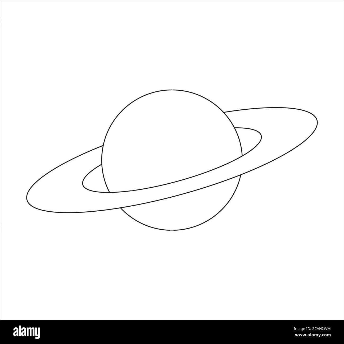 Illustration of outline Saturn planet icon isolated on a white ...