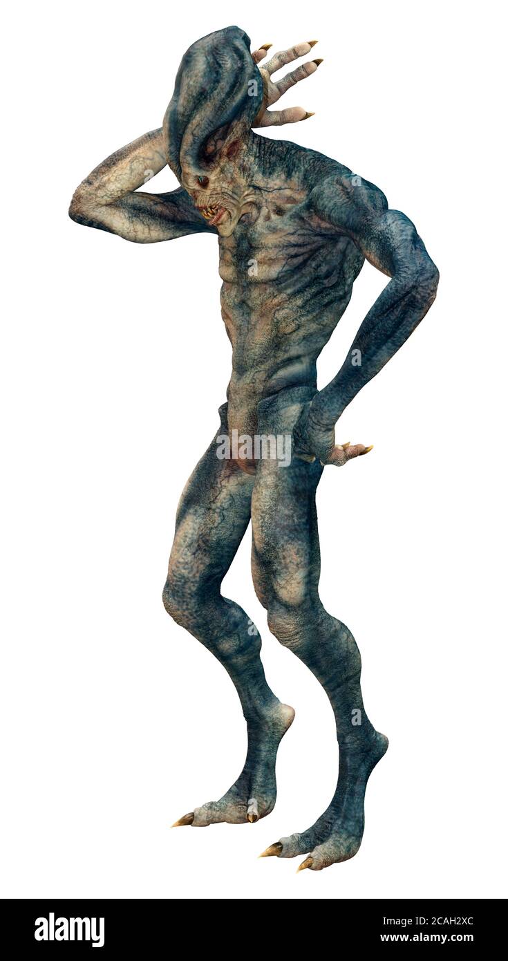 3D rendering of a blue alien isolated on white background Stock Photo ...