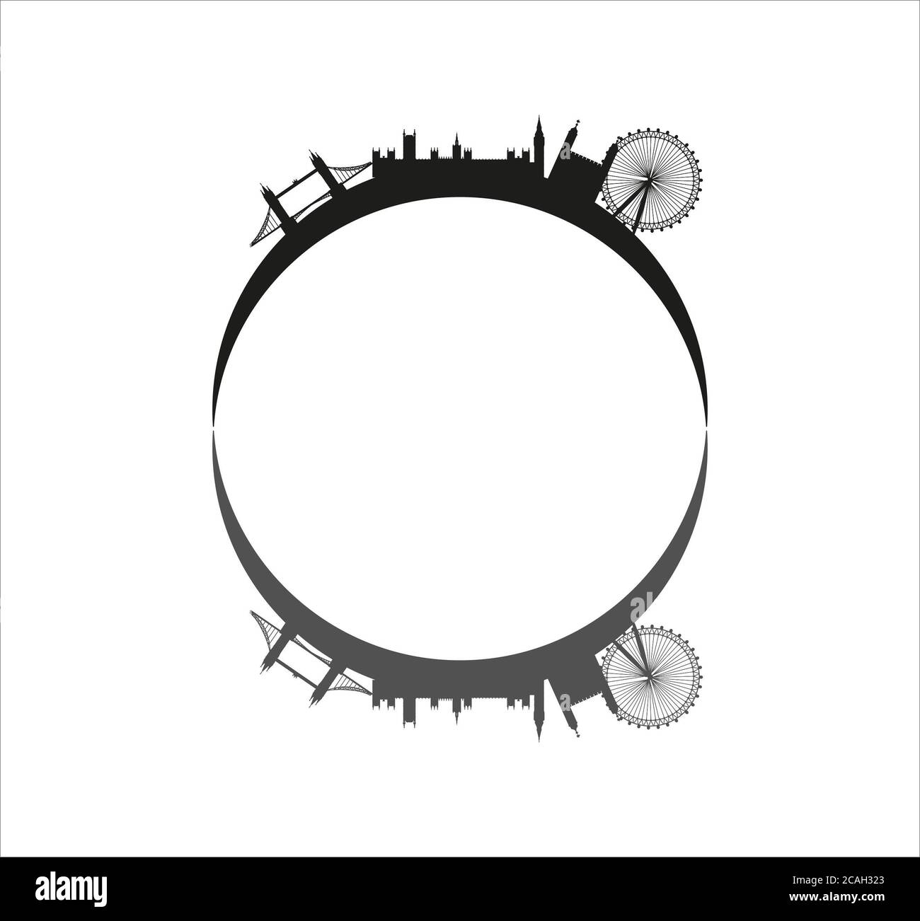 Reflecting curve illustrating a silhouette of landmarks Stock Photo - Alamy