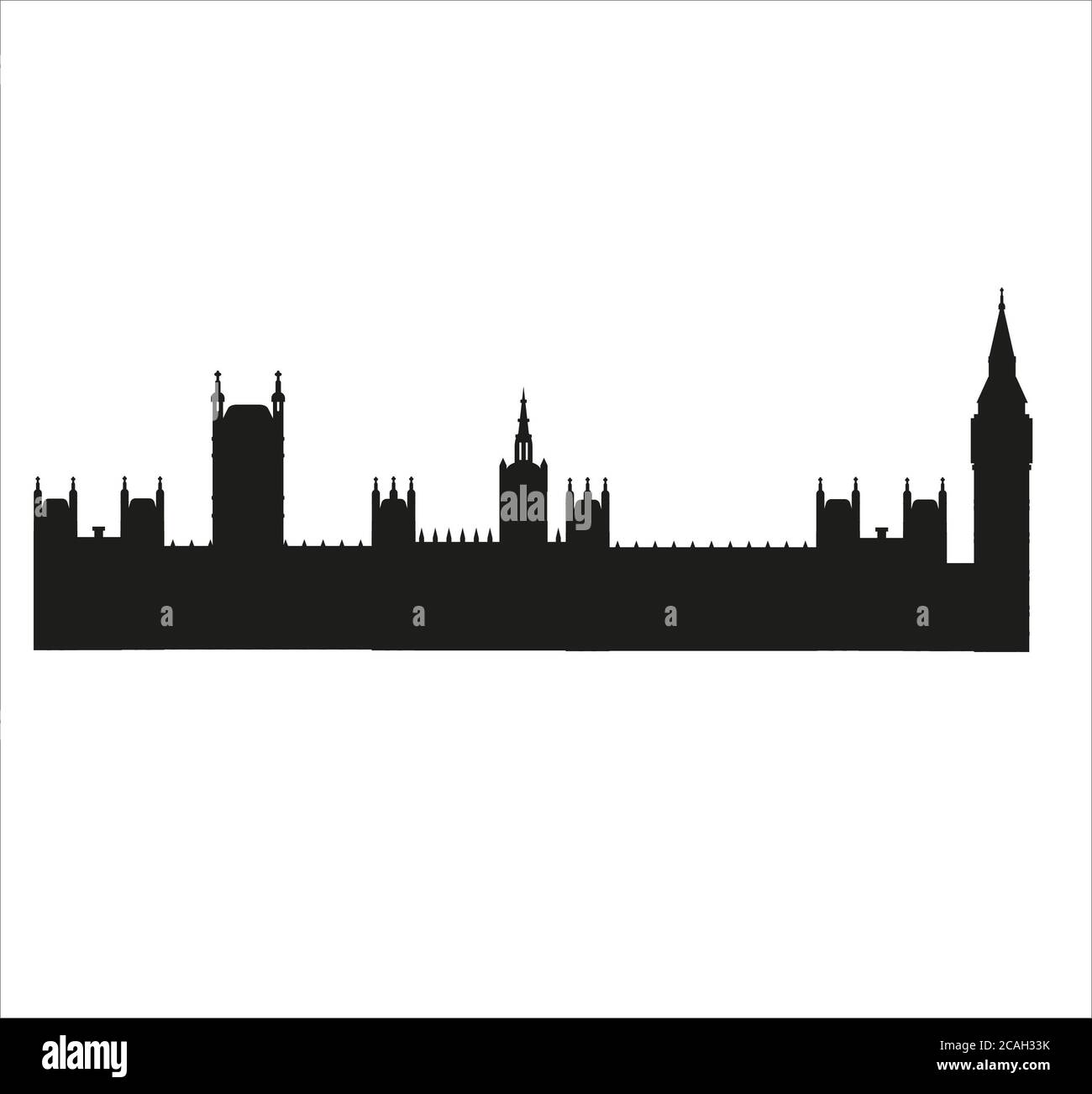 Illustration of the silhouette of the Palace of Westminster isolated on ...
