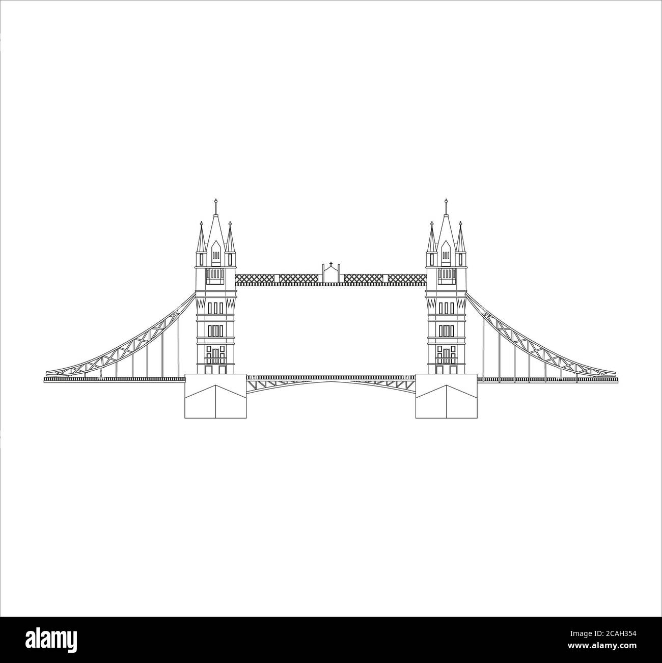 Illustration of the Tower Bridge in London isolated on a white ...