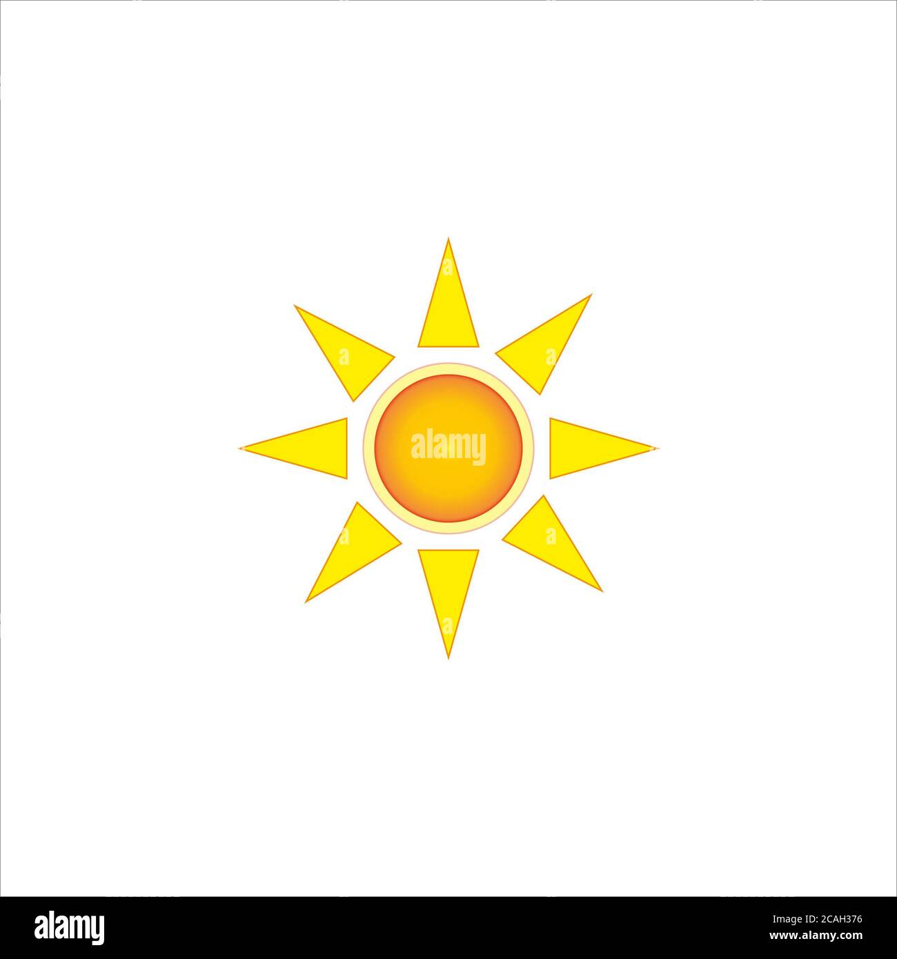 Illustration of a yellow sun icon for mobile or web design isolated on ...