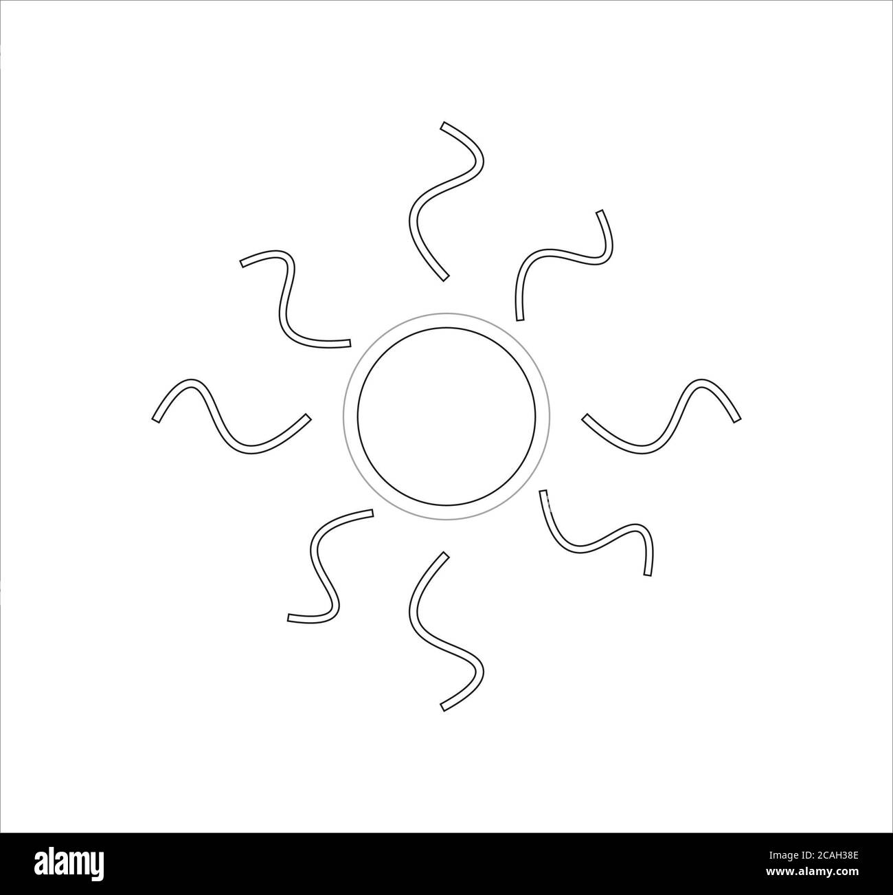 Illustration of outline sun icon isolated on a white background Stock ...