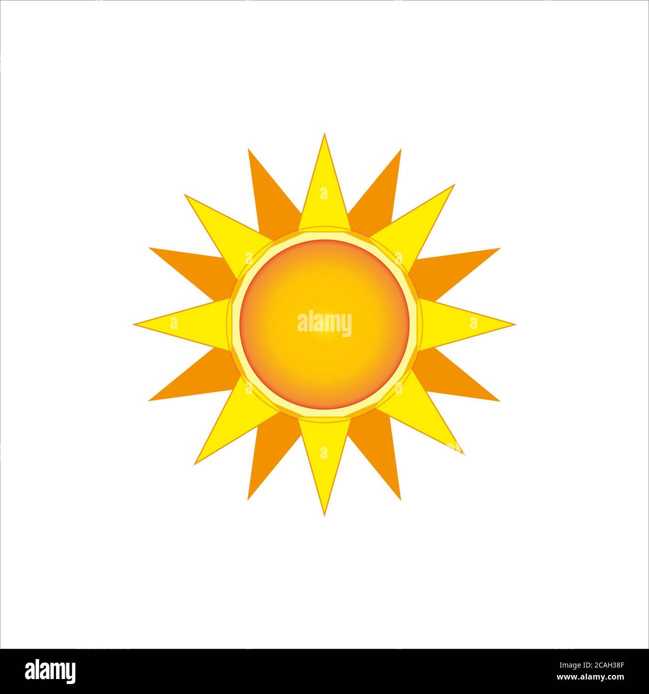 Illustration of a yellow sun icon for mobile or web design isolated on ...