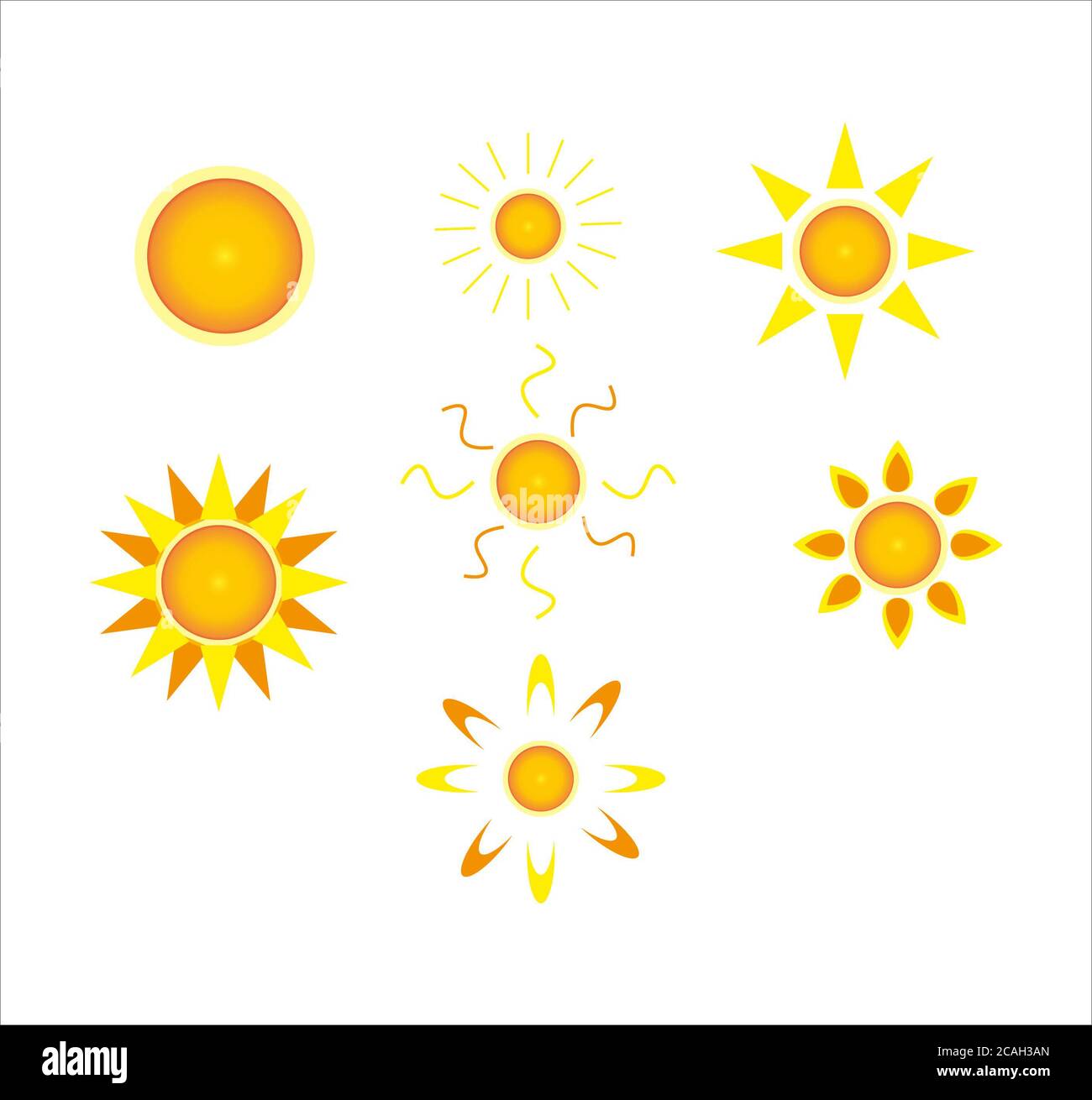 Illustration of different sun icons for mobile or web design isolated ...