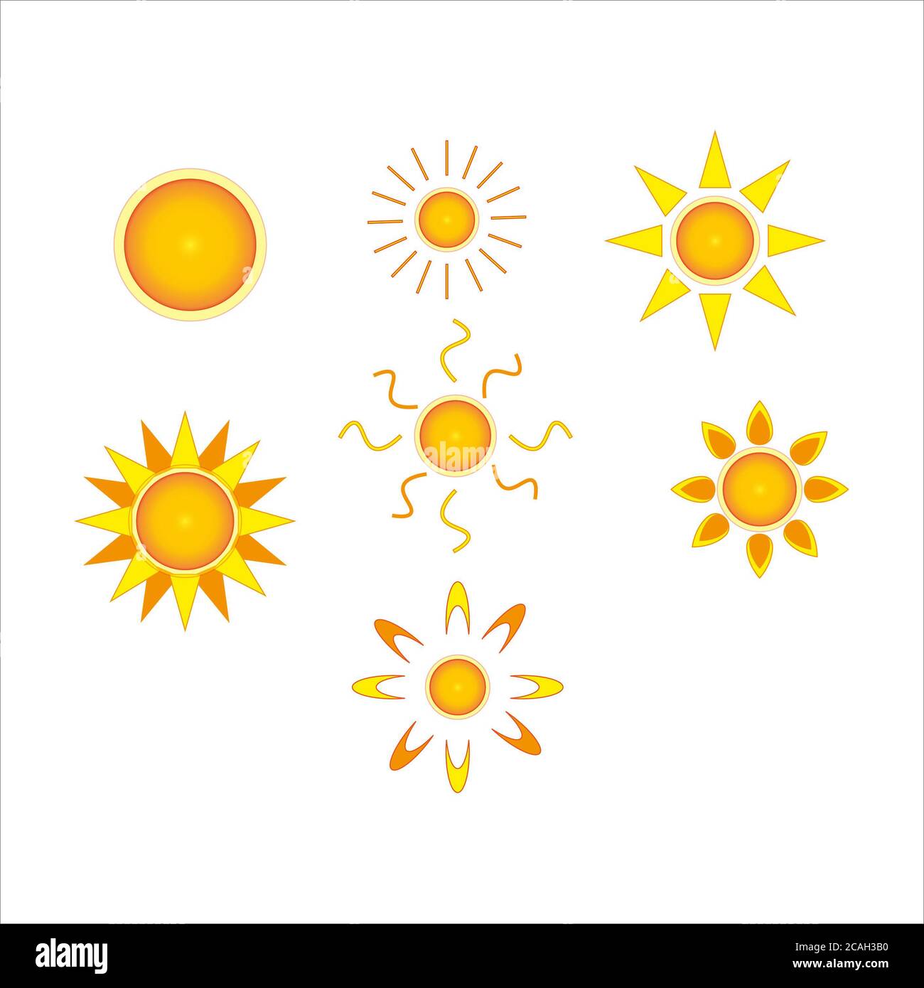 Illustration of sun icons isolated on a white background Stock Photo ...