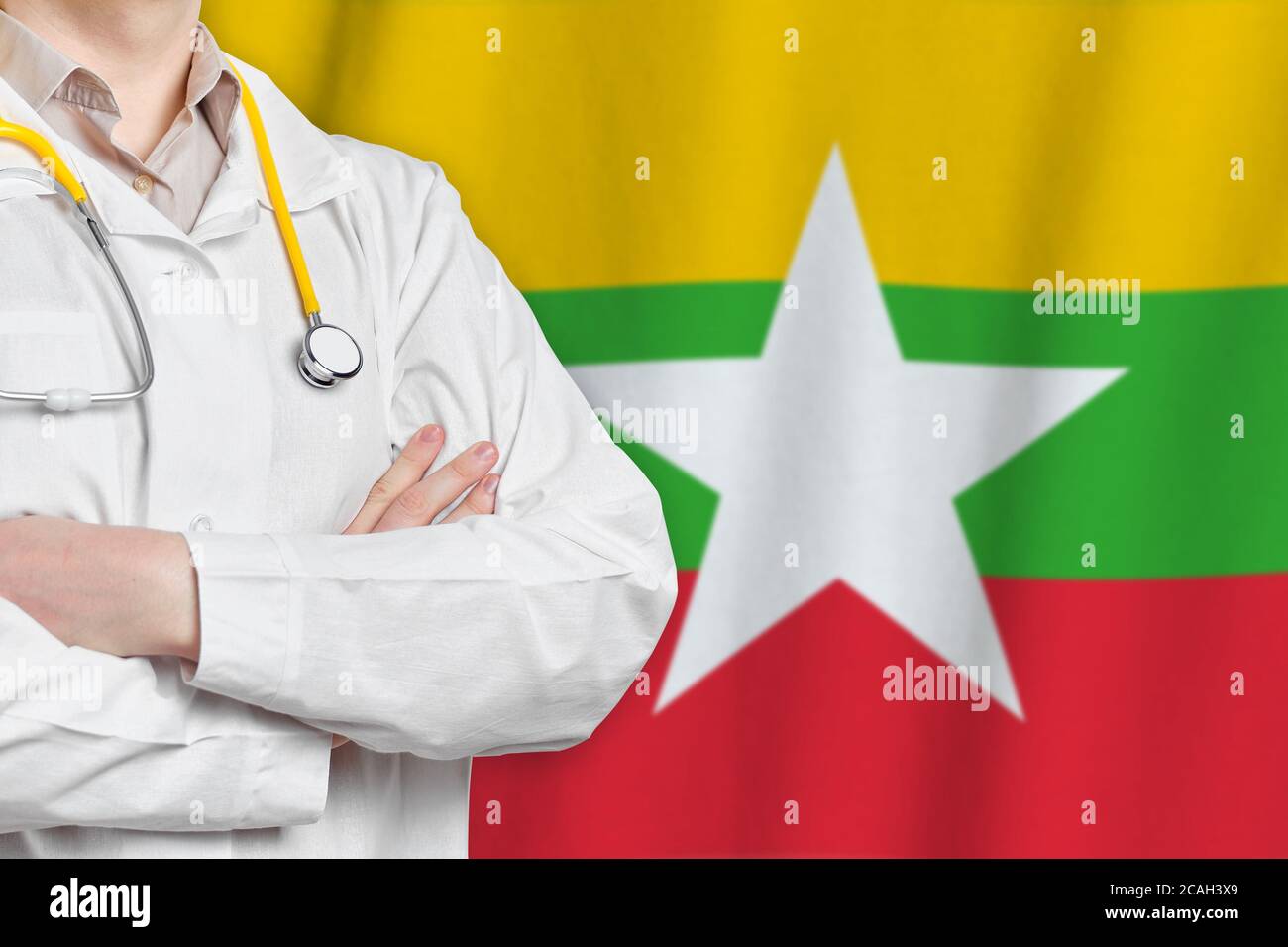 Republic of the Union of Myanmar healthcare concept with doctor on ...