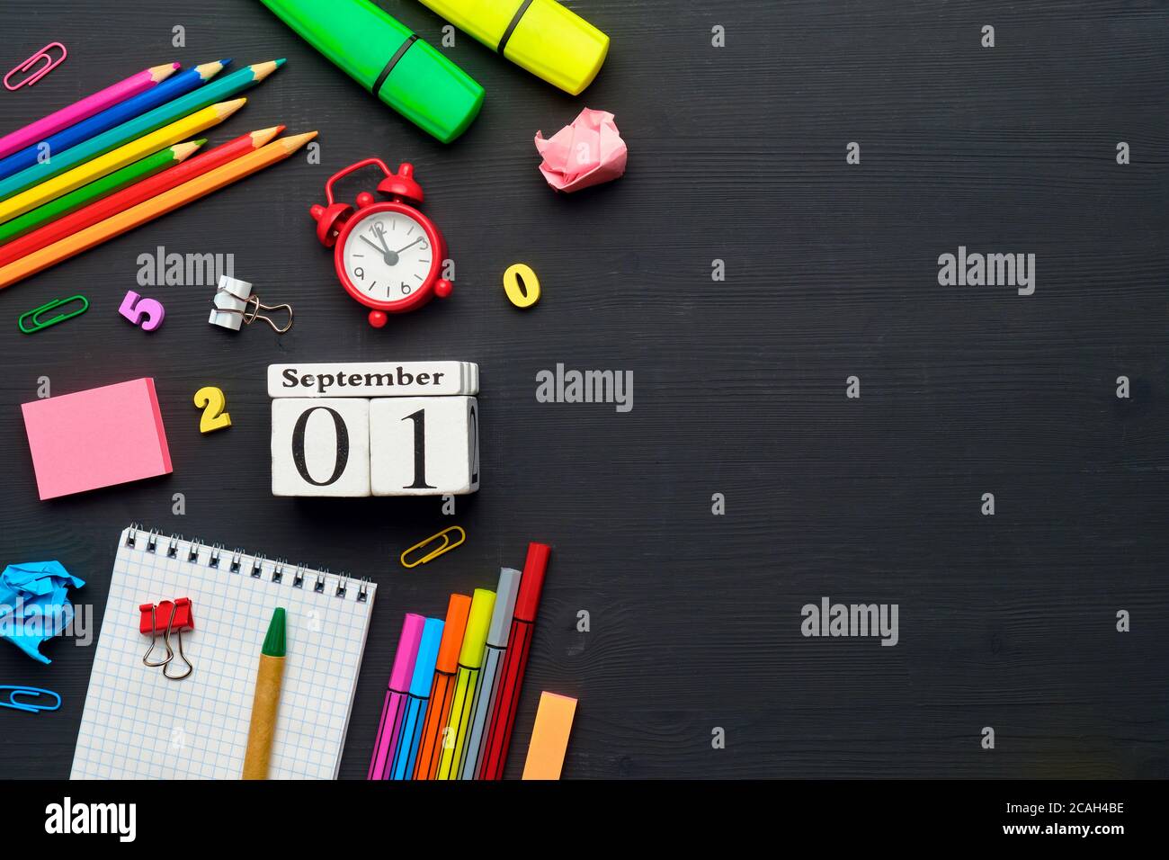 Holiday concept back to school with calendar date september on wooden ...