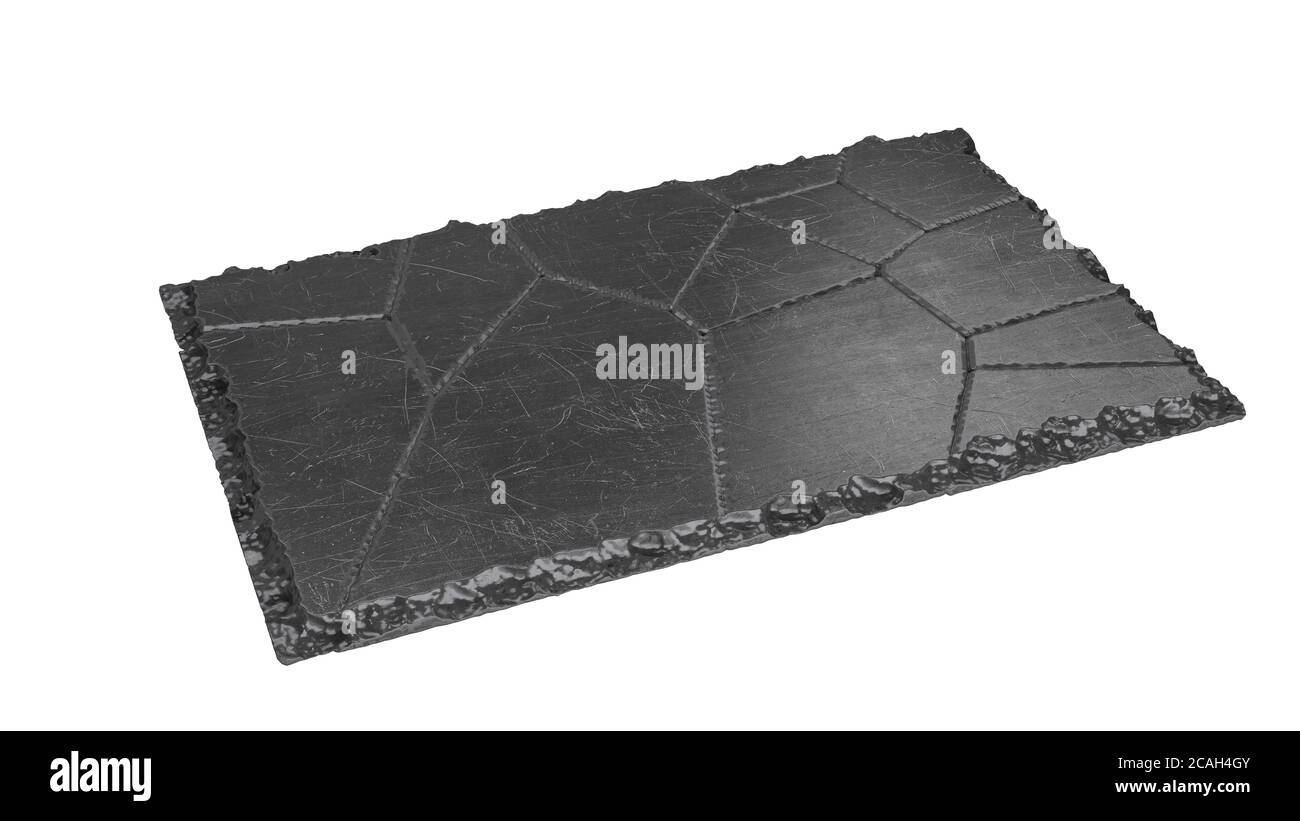 single black stone plate for serving food in a restaurant 3d render on ...