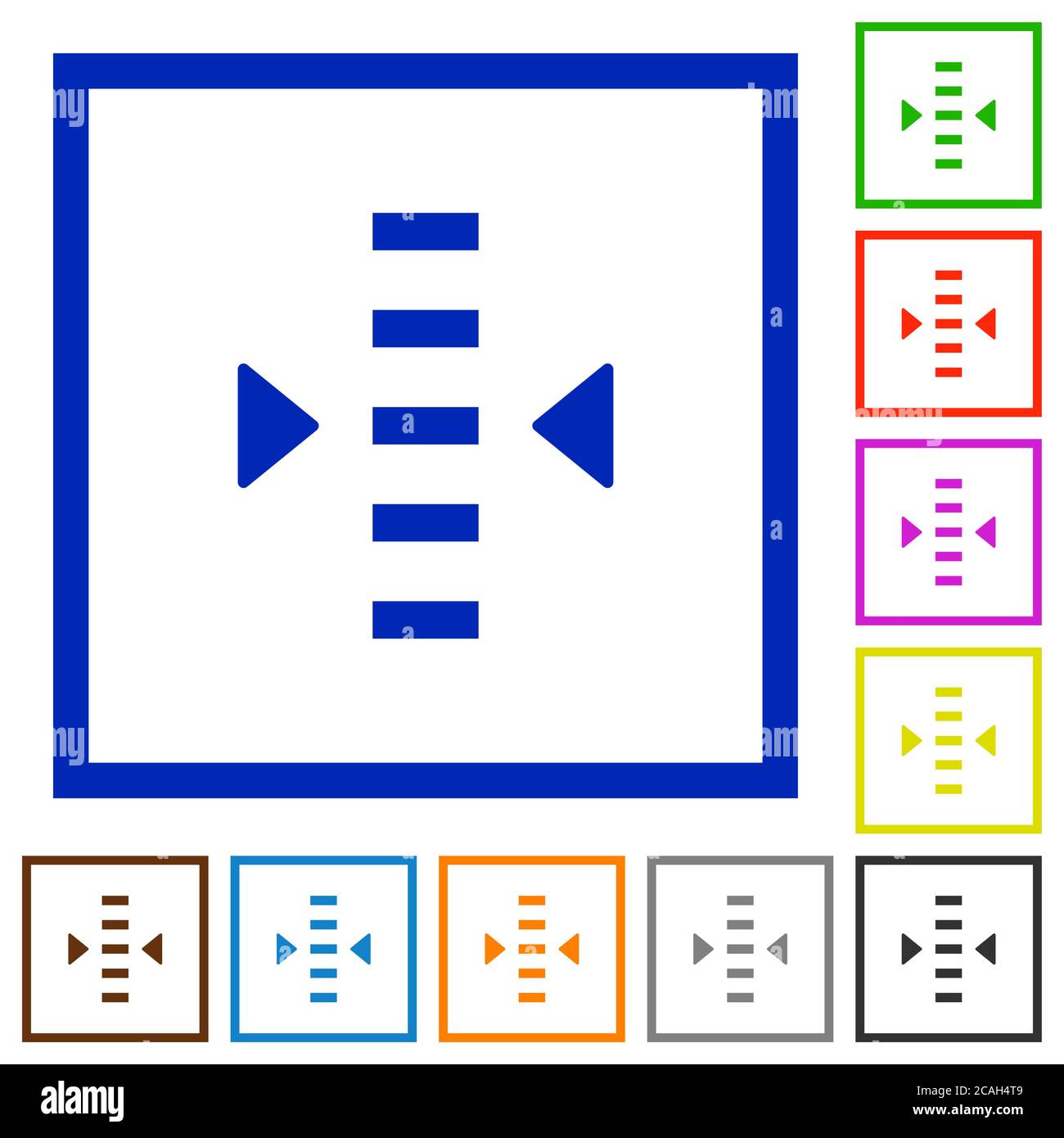 Adjust level flat color icons in square frames on white background ...
