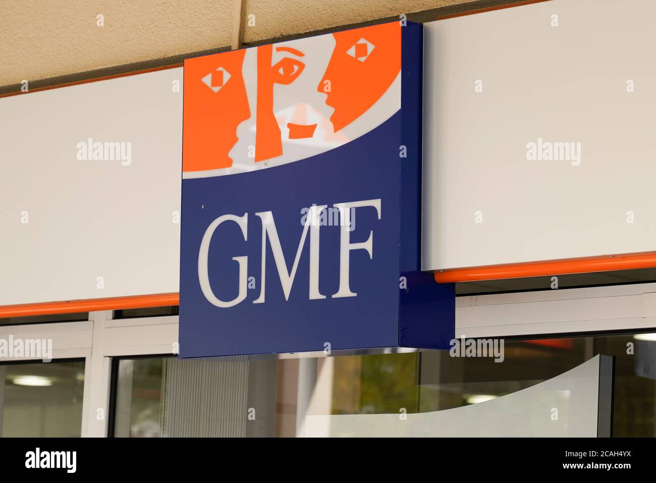 Bordeaux , Aquitaine / France - 08 04 2020 : GMF sign orange and blue ...