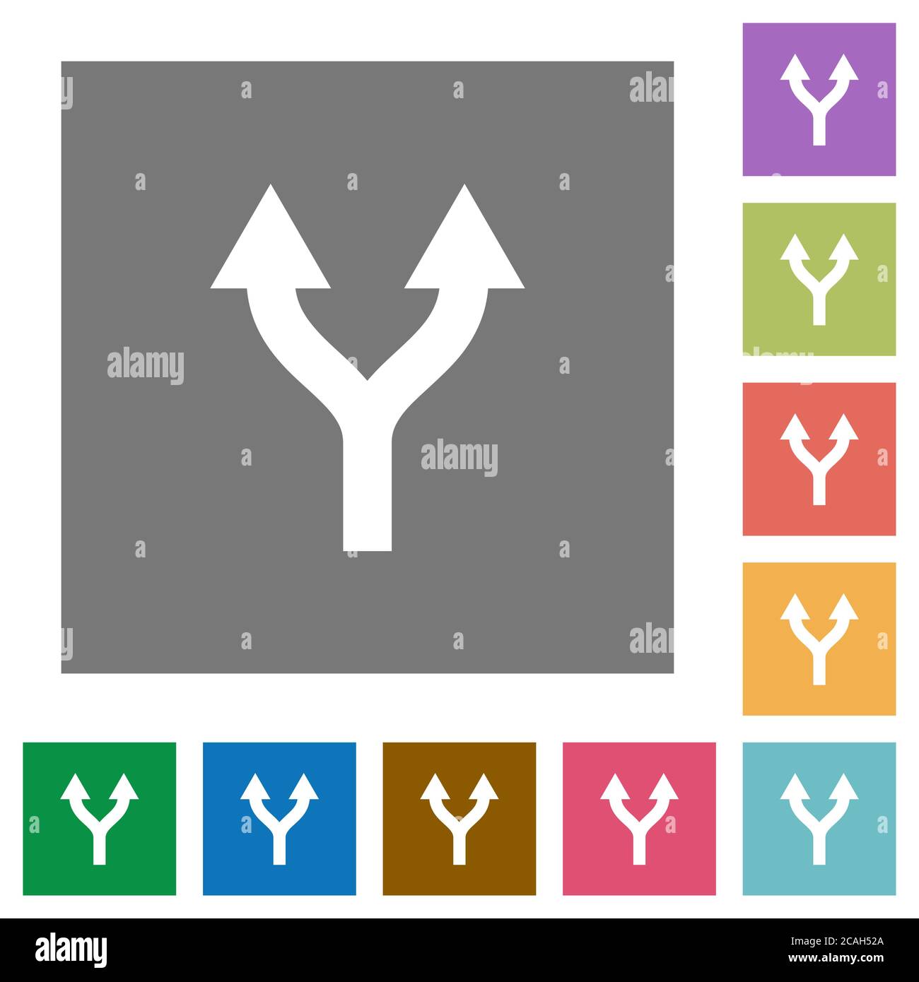 Split arrows up flat icons on simple color square backgrounds Stock ...
