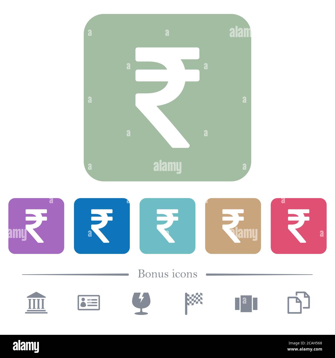 Indian Rupee sign white flat icons on color rounded square backgrounds ...
