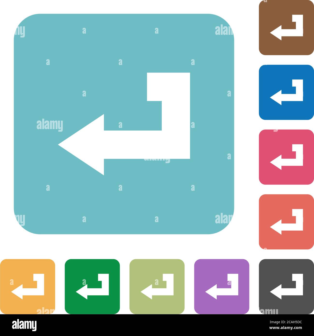 Return key white flat icons on color rounded square backgrounds Stock ...