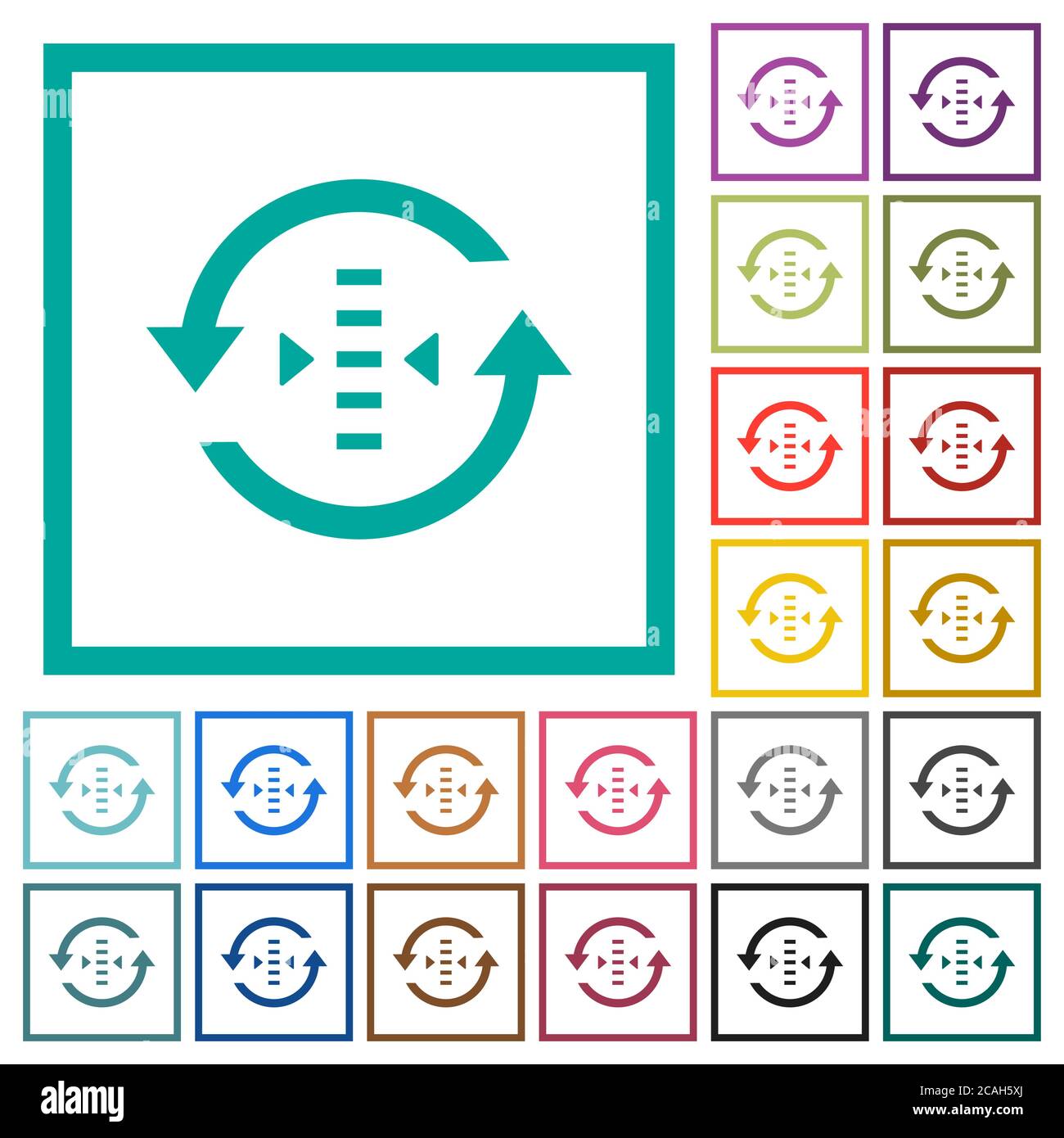 Adjust refresh rate flat color icons with quadrant frames on white ...