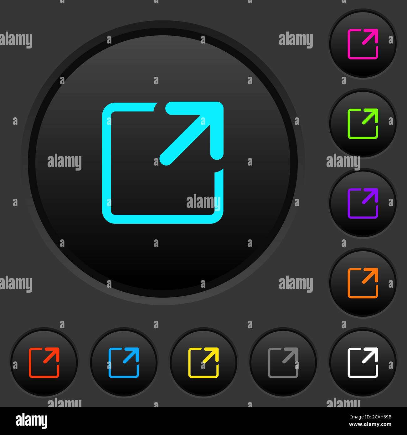 Maximize window dark push buttons with vivid color icons on dark grey ...