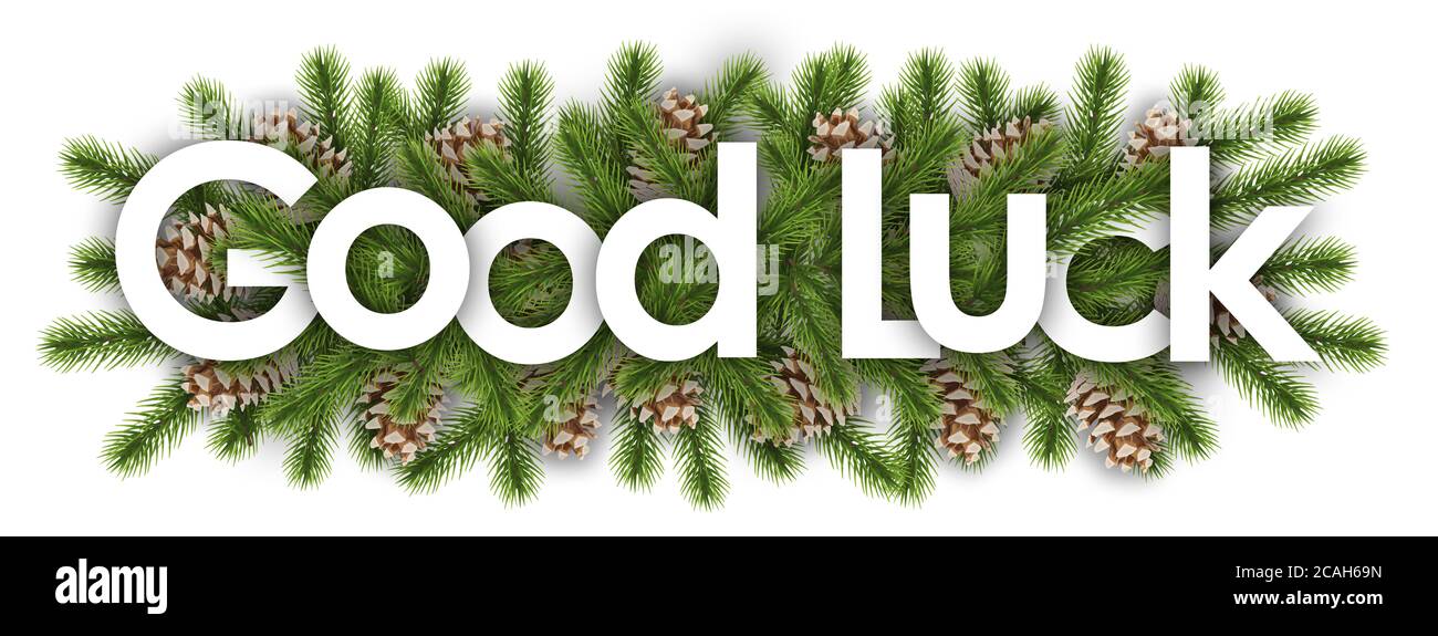 good luck in christmas background : pine branchs Stock Photo - Alamy