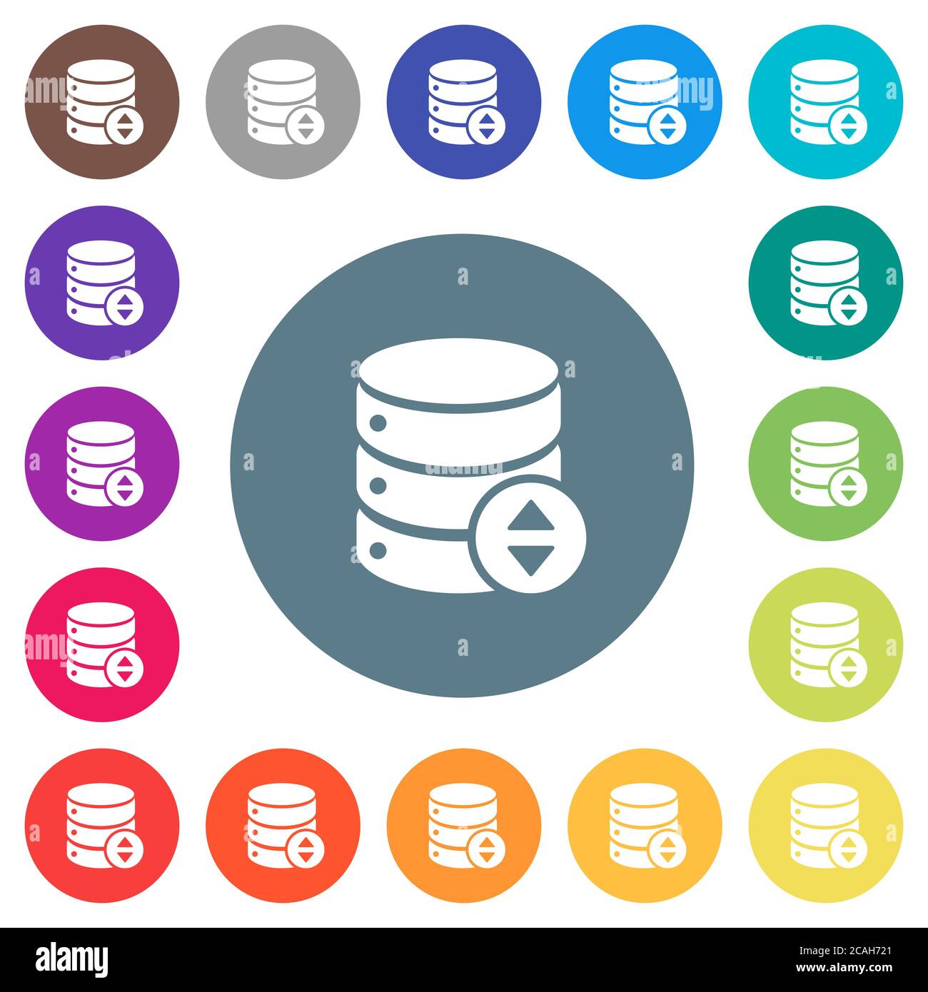 Adjust database value flat white icons on round color backgrounds. 17 ...