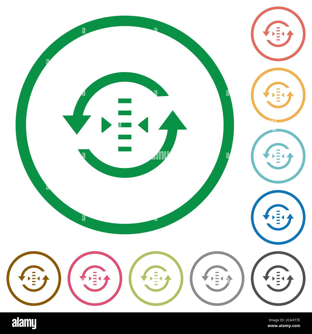 Adjust refresh rate flat color icons in round outlines on white ...