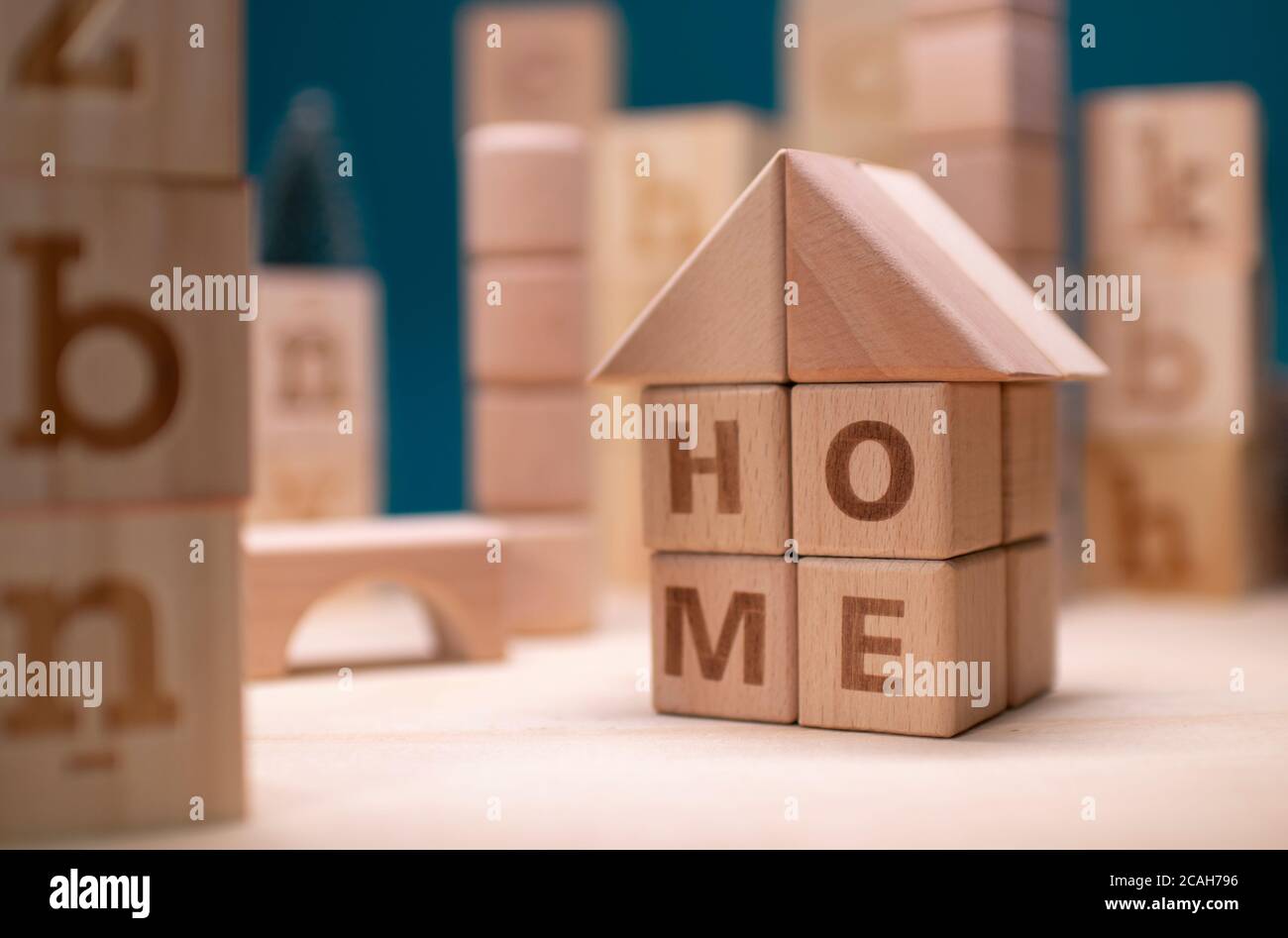 Toy house made of wooden blocks hi-res stock photography and images - Alamy
