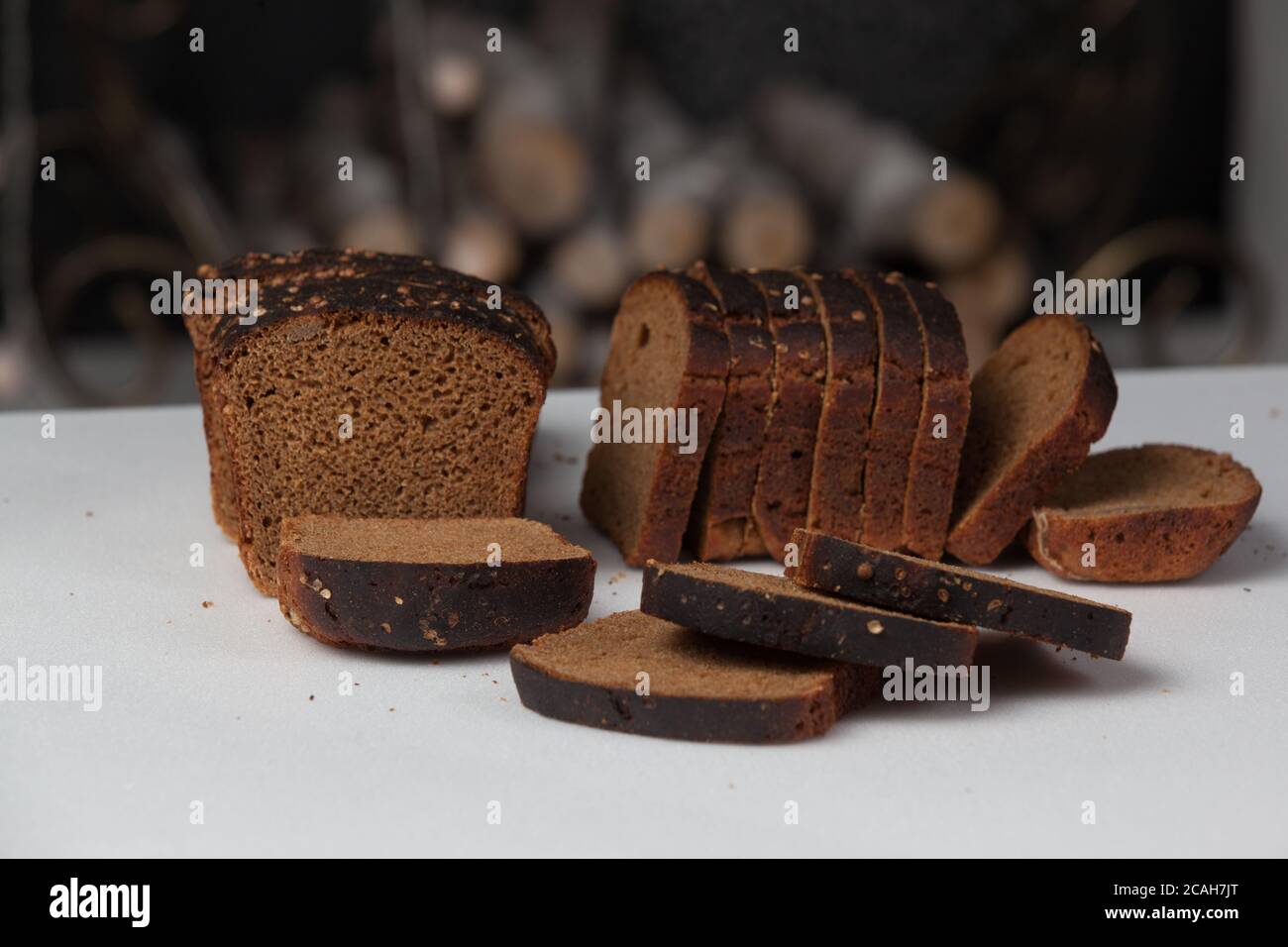 Fresh brown bread slice isolated on white background Stock Photo - Alamy
