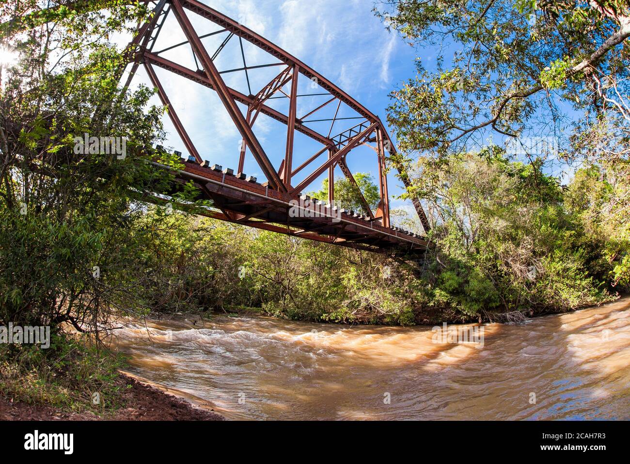 Steel bridge on the railway, over Pari River - Palmital - Sussui, SP ...