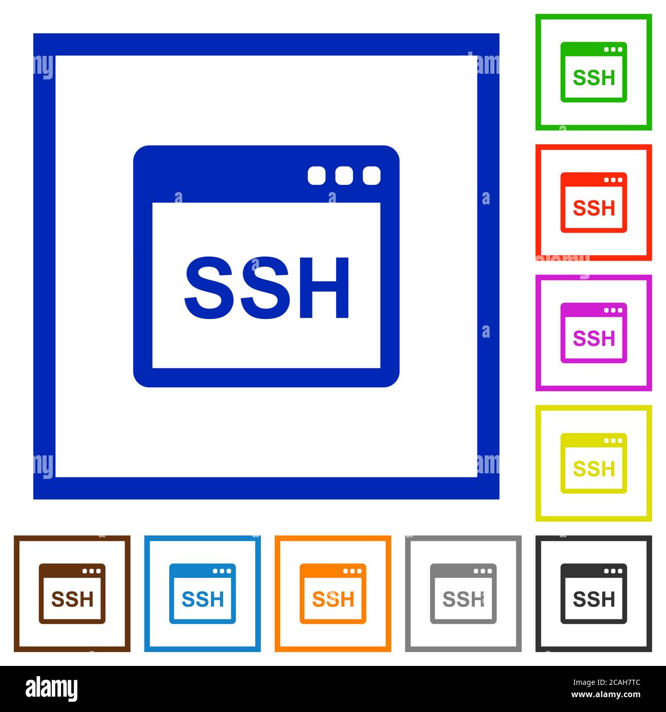 SSH client application flat color icons in square frames on white background Stock Vector Image ...